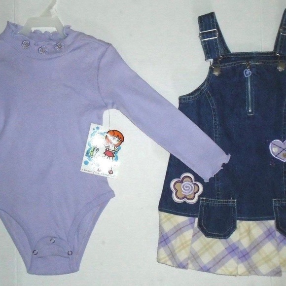 Matching Sets | 2 Pc Purple Bodysuit Overalls Straps Denim Set | Poshmark